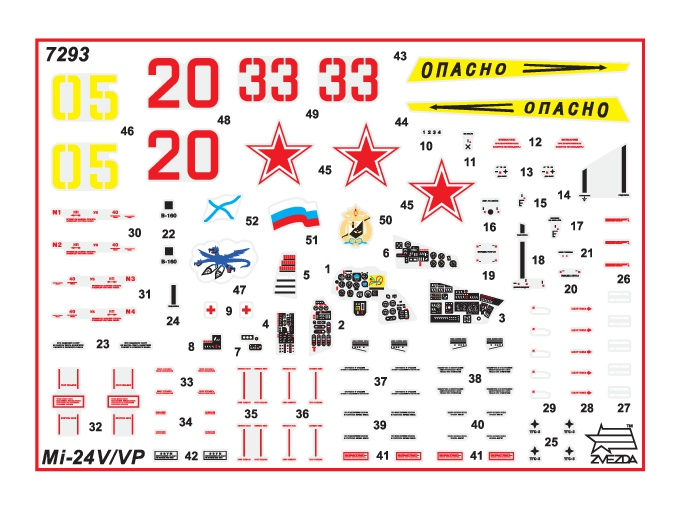 Zvezda ZV7293, Mi-24V/VP Hind E Soviet Attack Helicopter. 1:72 Scale ...